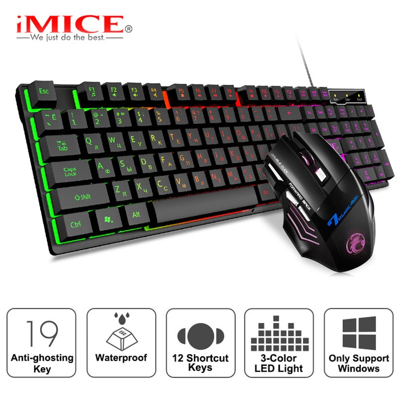 Russian/English LED Gaming Keyboard & Silent Mouse – Noob Slapper